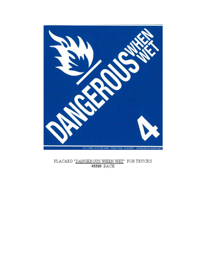 PLACARD "DANGEROUS WHEN WET" - IFC